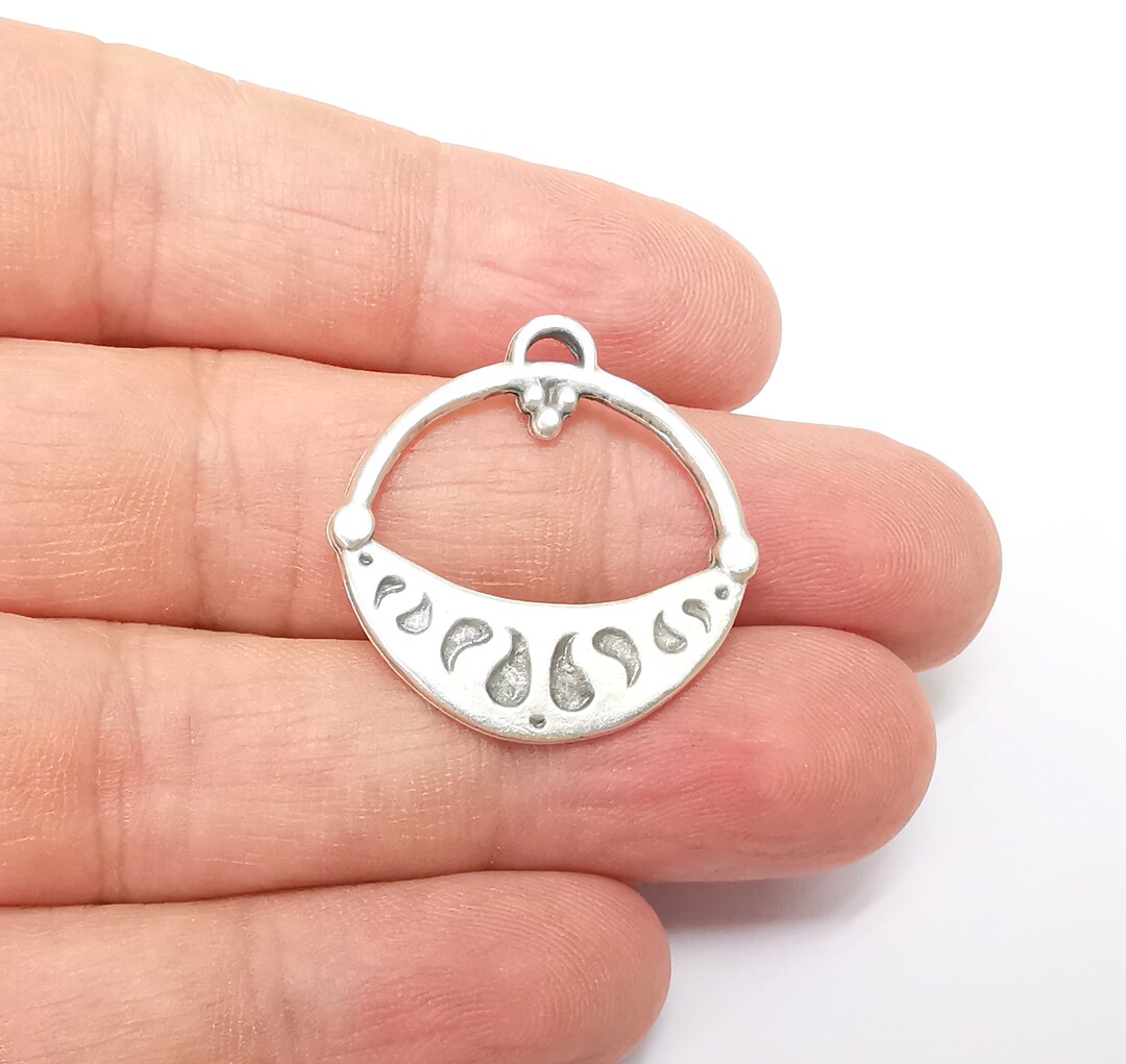 Silver Charms, Boho Charms, Earring Charms, Silver Pendant, Ethnic ...