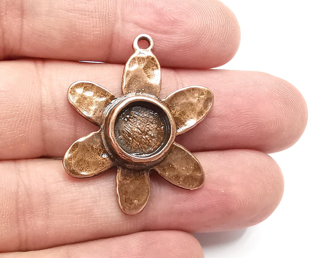 Flower Pendant Bezel, Resin Blank, Inlay Mounting, Mosaic Frame ...