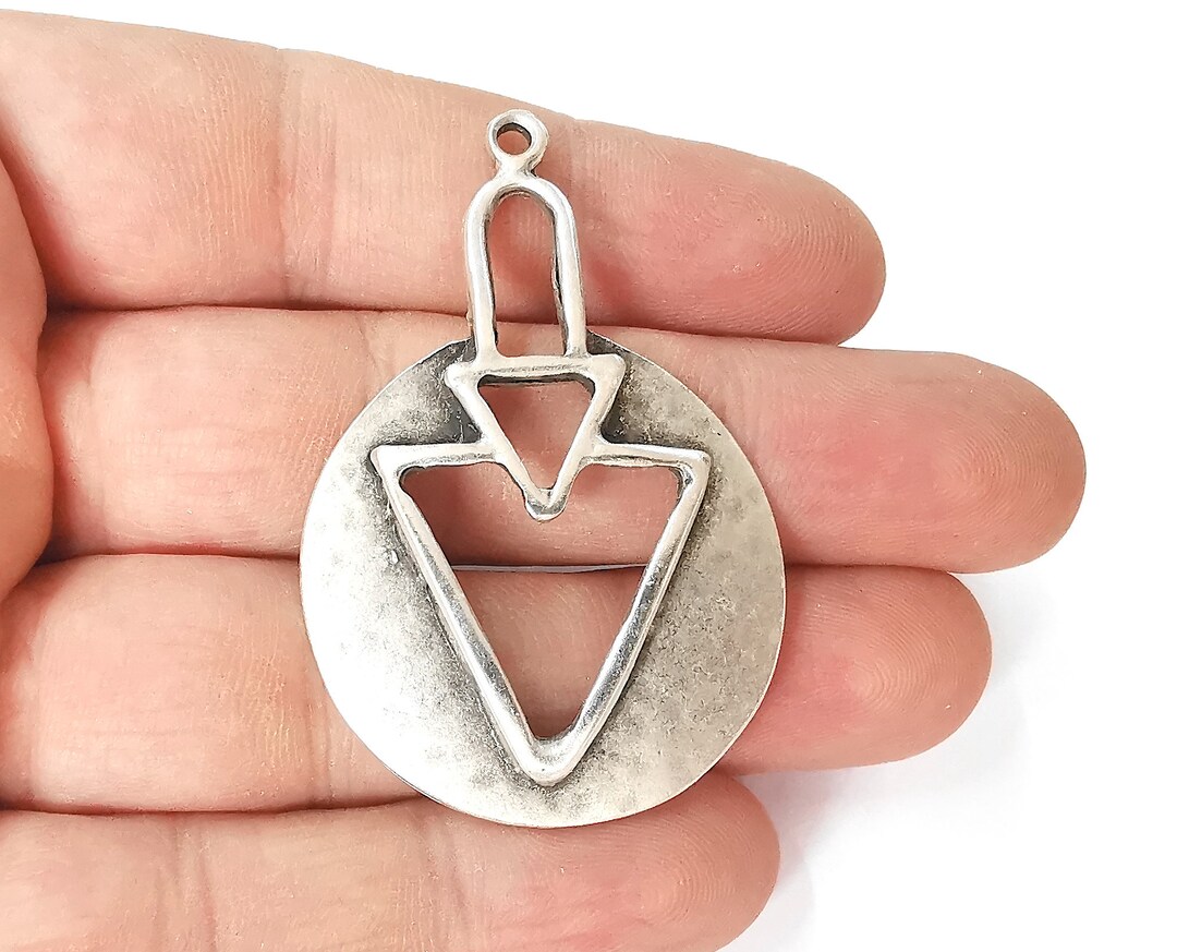 Hammered Direction Arrow Charms Antique Silver Plated Charms (55x36mm ...