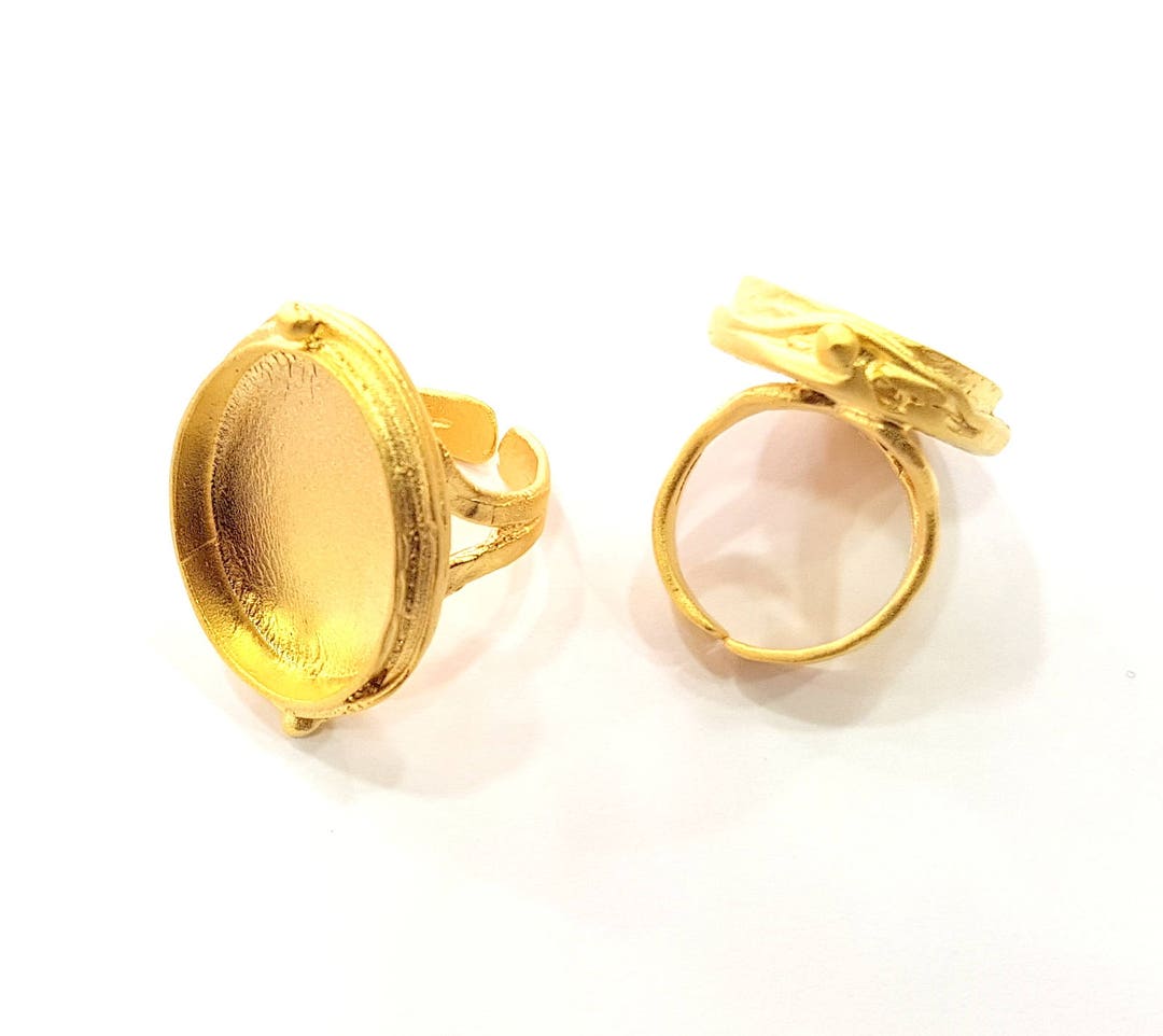 Gold Ring Blank Inlay Ring Settings Mosaic Ring Bezel Base Cabochon ...