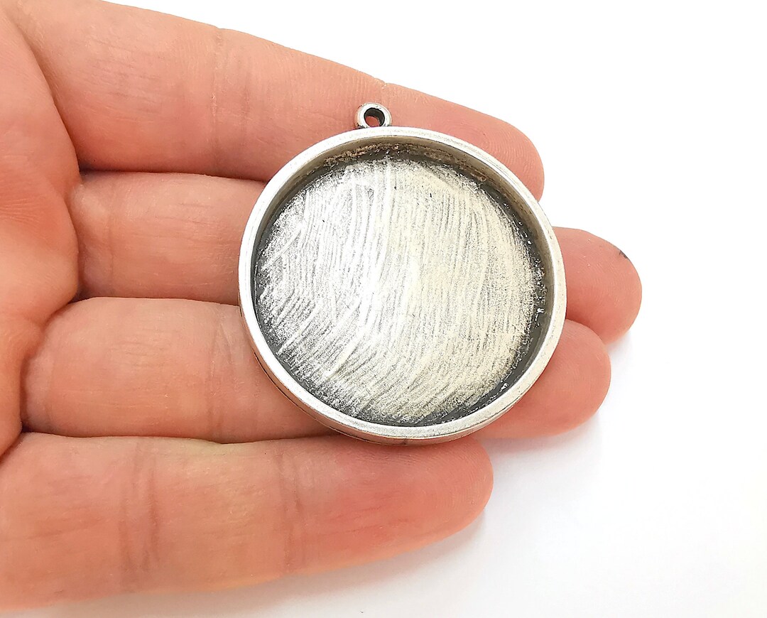 Pendant Blank Bezel Resin Bezel Mosaic Mountings Antique Silver Plated ...