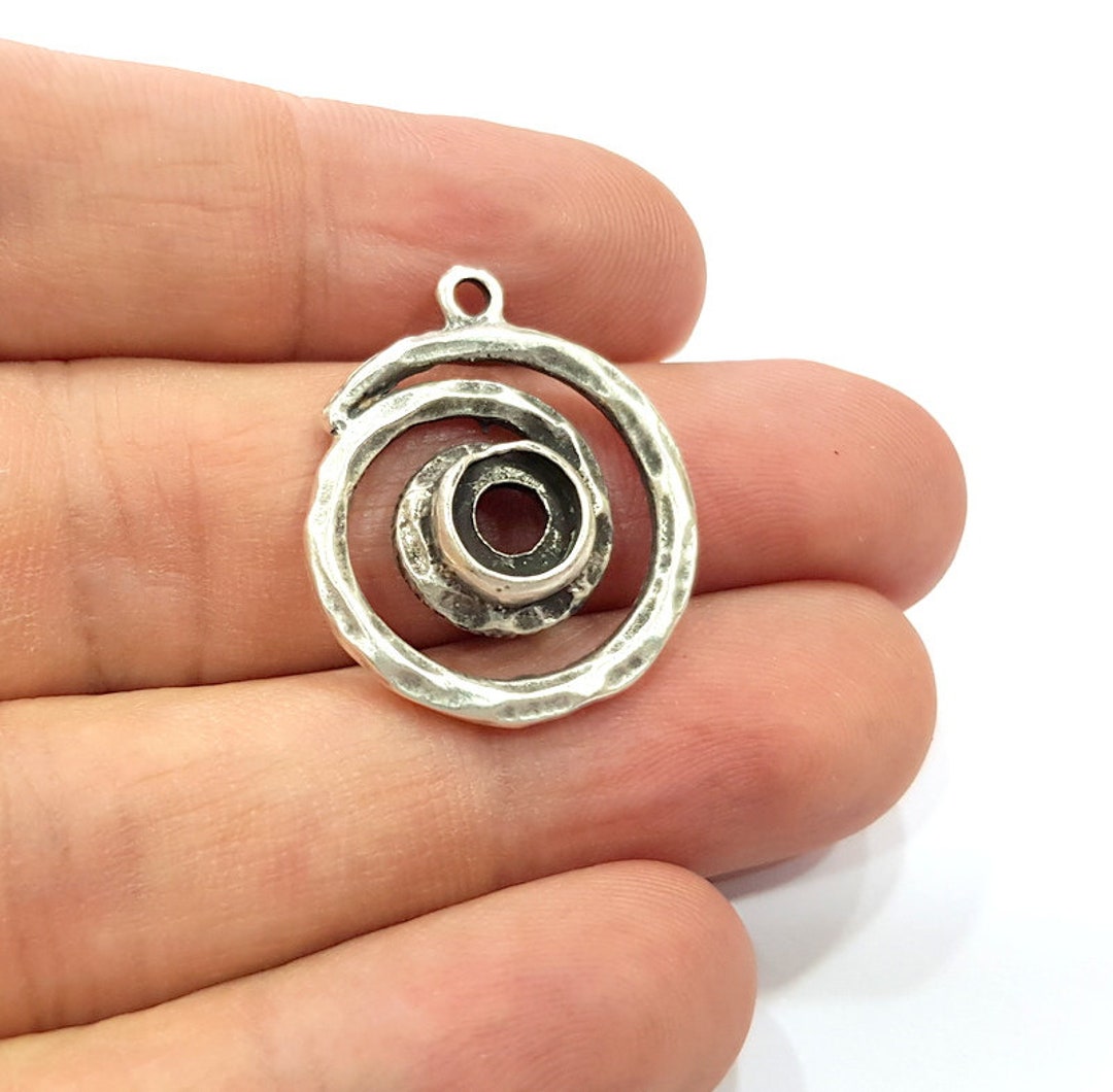 Spiral Charms Blank Base Blank Mountings Cabochon Blank Antique Silver ...