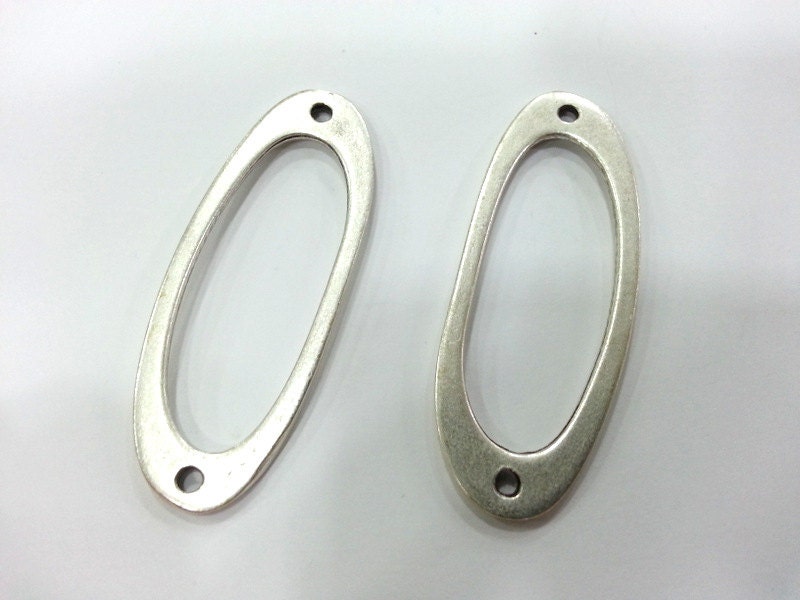 2 Antique Silver Plated Connector With Two Holes (50x19 Mm) G3024 - Etsy