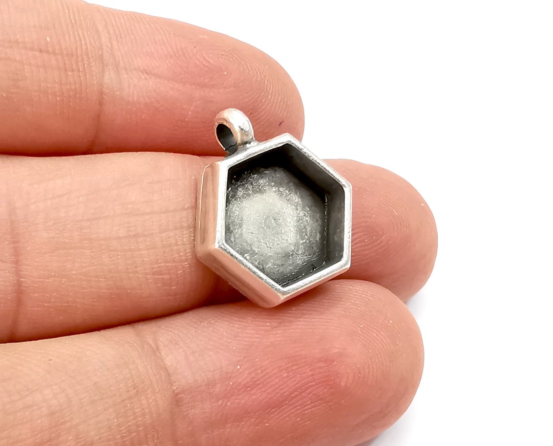 Hexagonal Pendant Blanks, Resin Bezel Bases, Mosaic Mountings, Dry ...