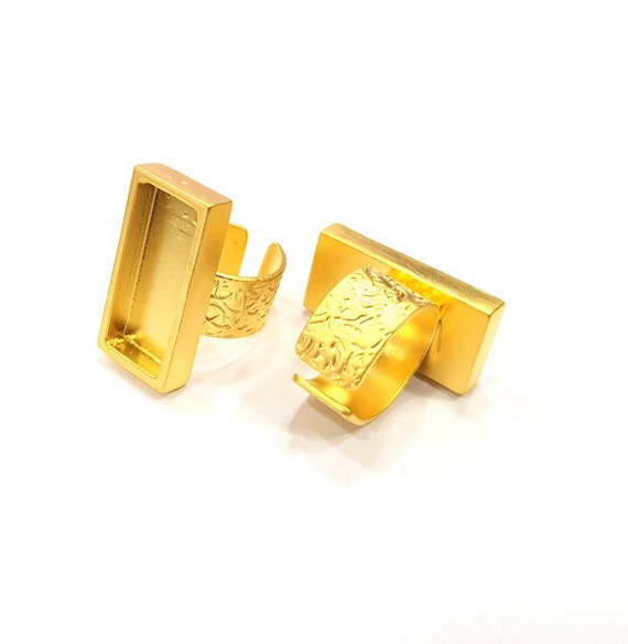 Gold Ring Blank Setting Cabochon Base Inlay Ring Backs | Etsy