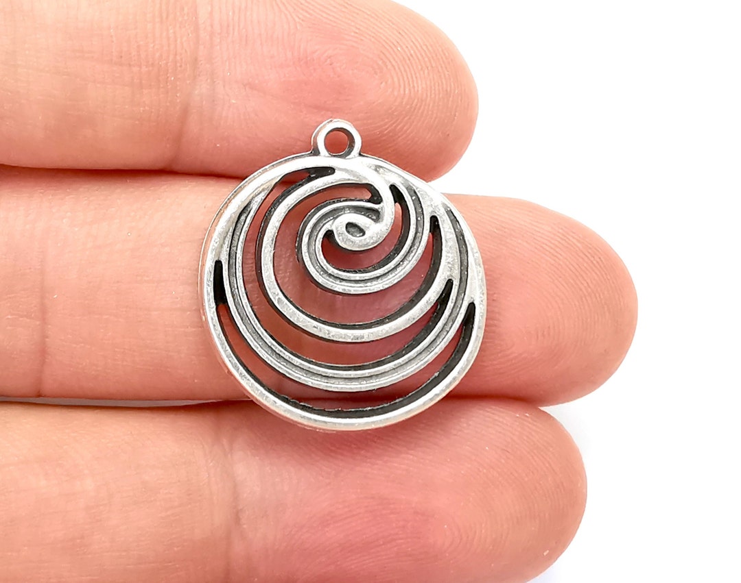 Tidal Wave Swirl Spirals Charms Antique Silver Plated (25x22mm) G28260 ...
