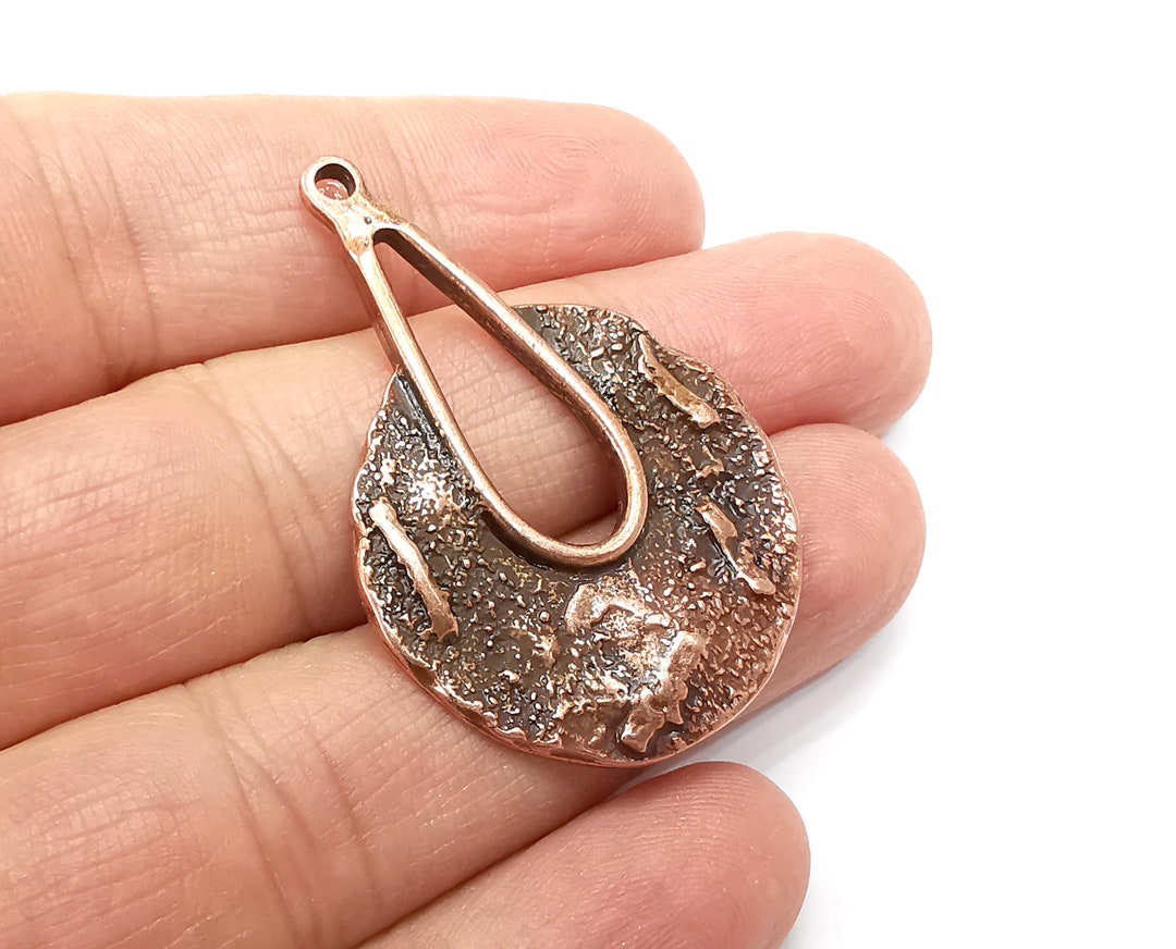 Copper Organic Charms, Antique Copper Plated Dangle Charms (45x30mm ...