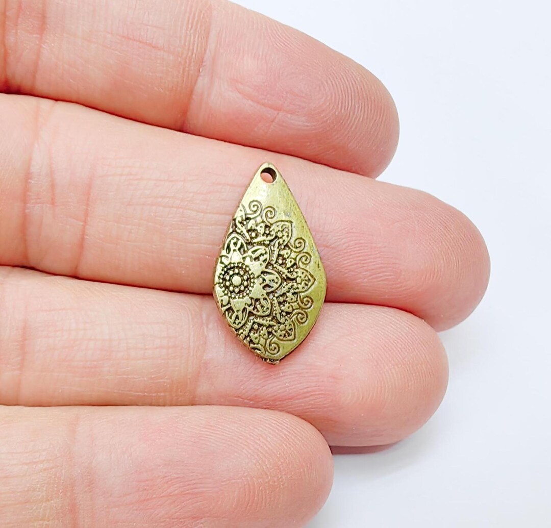 Flower Charms, Boho Charms, Earring Charms, Bronze Dangle Pendant ...