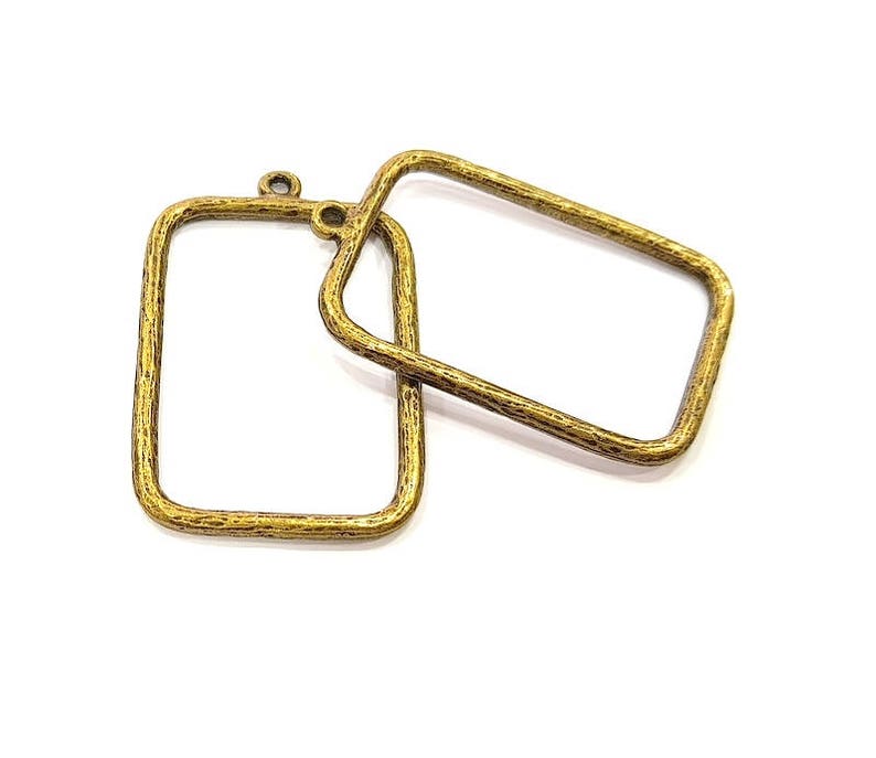 4 Square Charms Antique Bronze Charms 42x26mm G7754 - Etsy