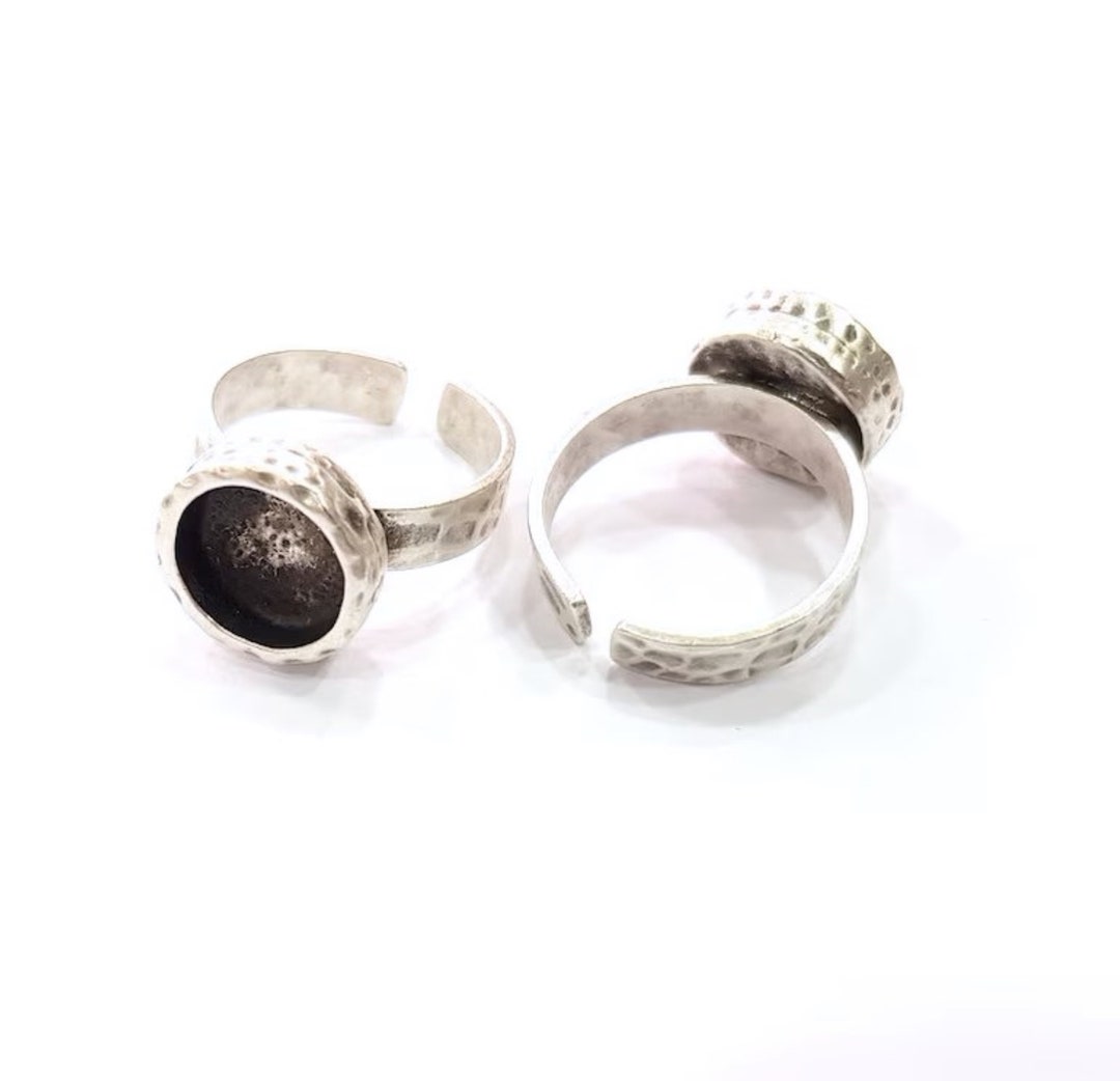 Ring Blank Setting Hammered Ring Base Bezel Inlay Ring Backs Glass ...