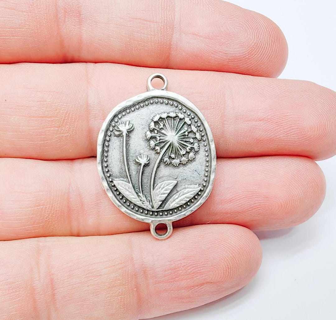 Dandelion Charms Connector Double Hole, Flower Pendant, Boho Charms ...