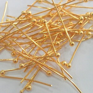 20 Pcs (35 Mm) Gold Plated Brass Ball Pin , Findings G13920 - Etsy