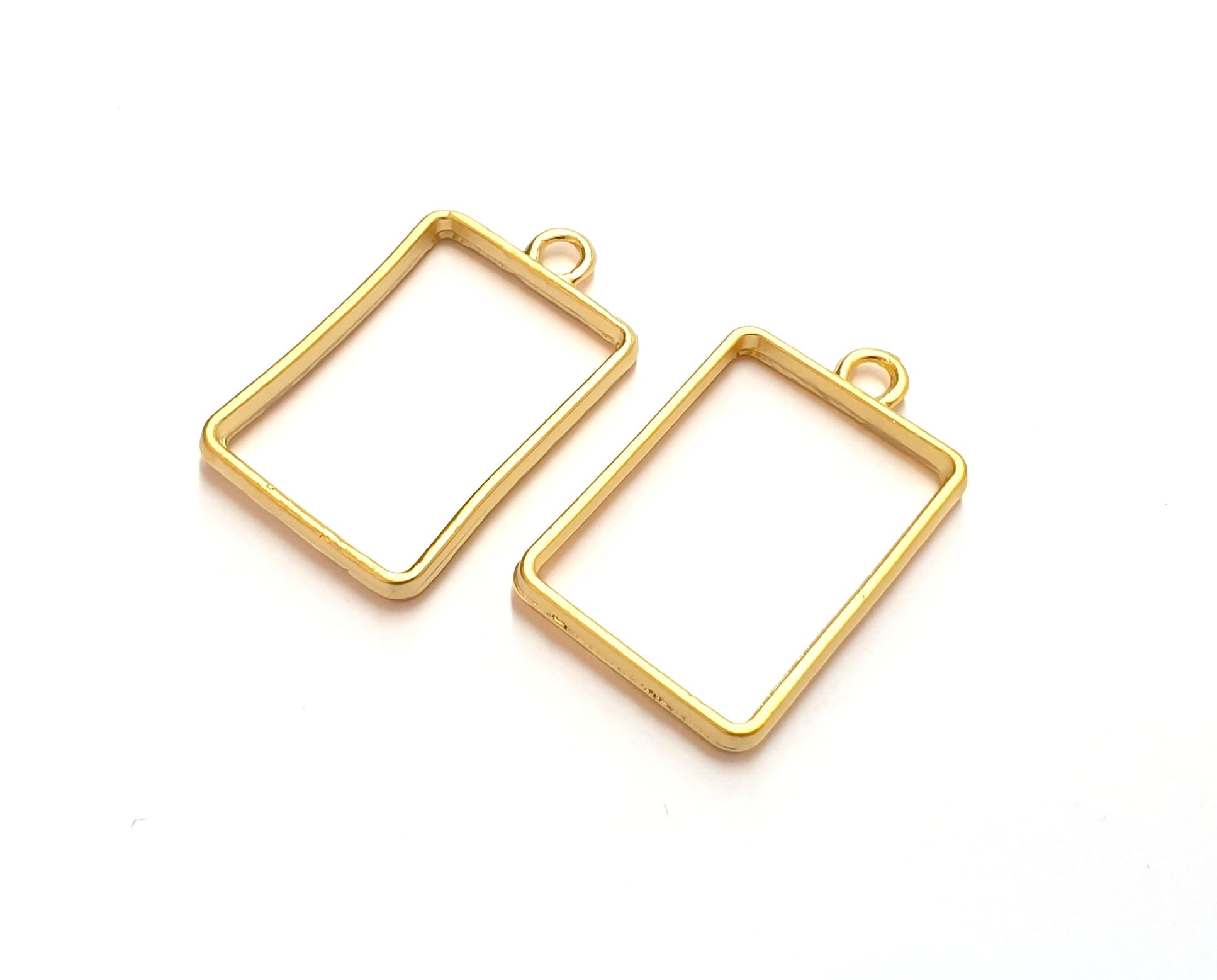 2 Rectangle Bezel Charms Gold Plated Charms (33x20mm) G19821 - Etsy