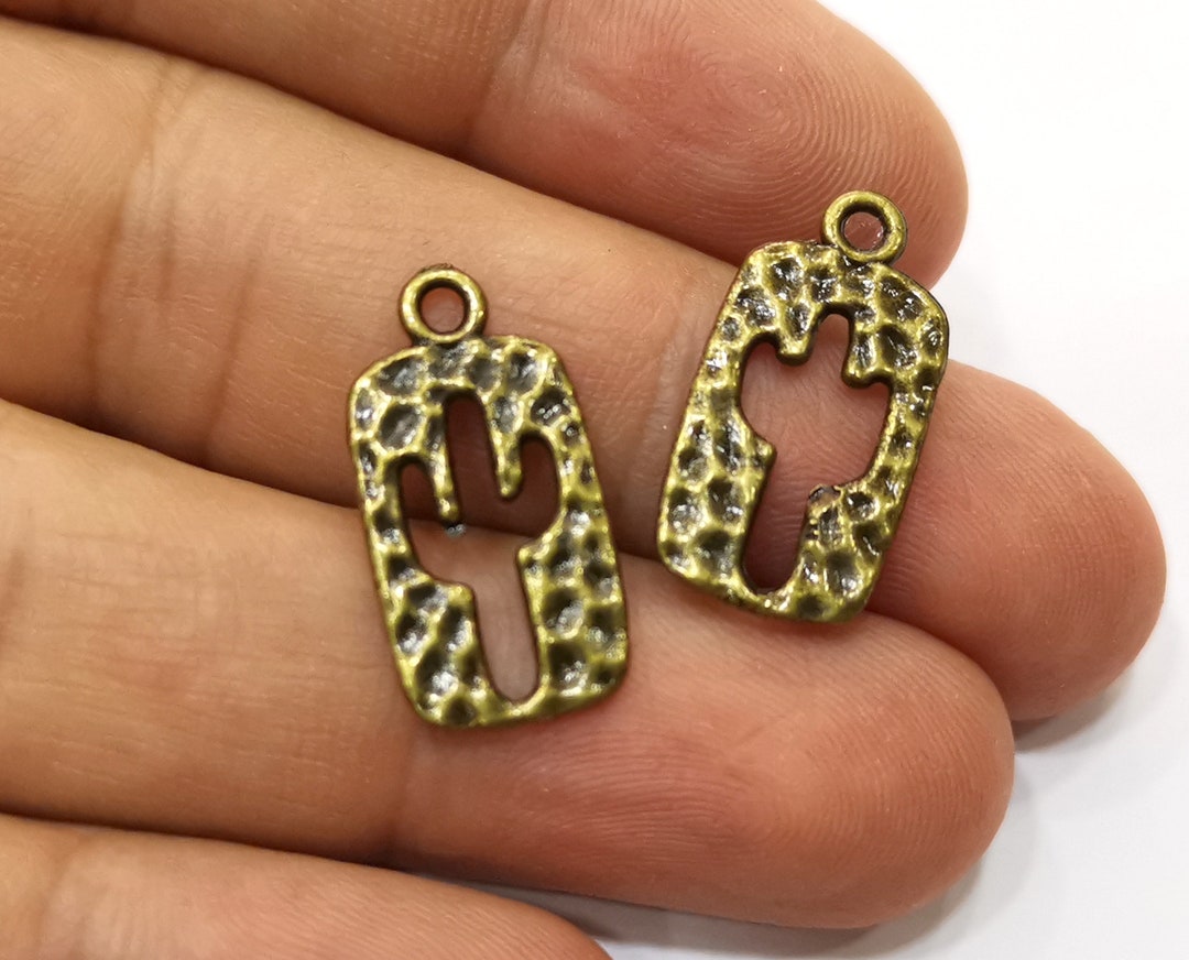 10 Hammered Cactus (double Sided) Charms Antique Bronze Plated Charms ...