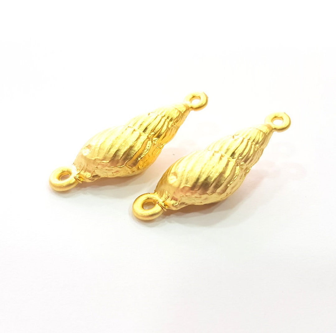 2 Oyster Charms Shell Charm Mussel Charms Sea Ocean Gold Pendant Gold ...