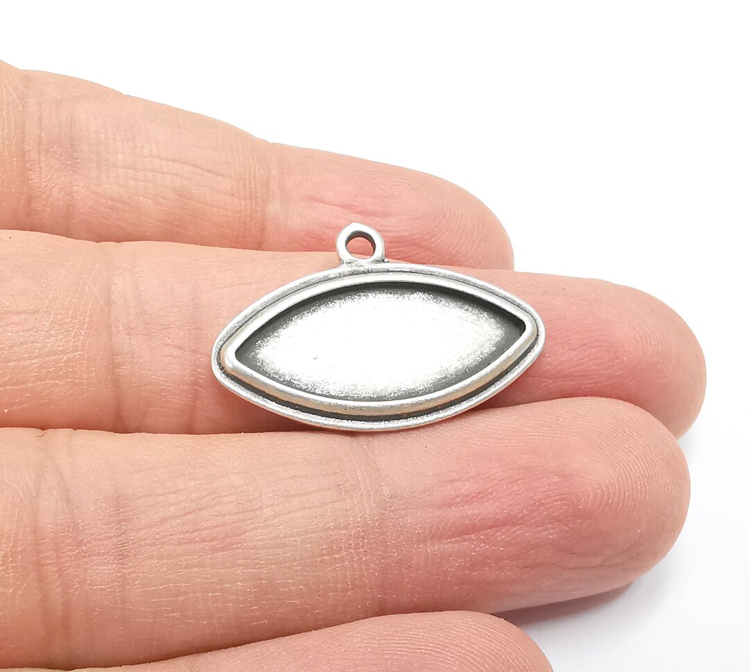 Marquise Charm Bezel, Resin Blank, Inlay Mounting, Mosaic Pendant Frame ...
