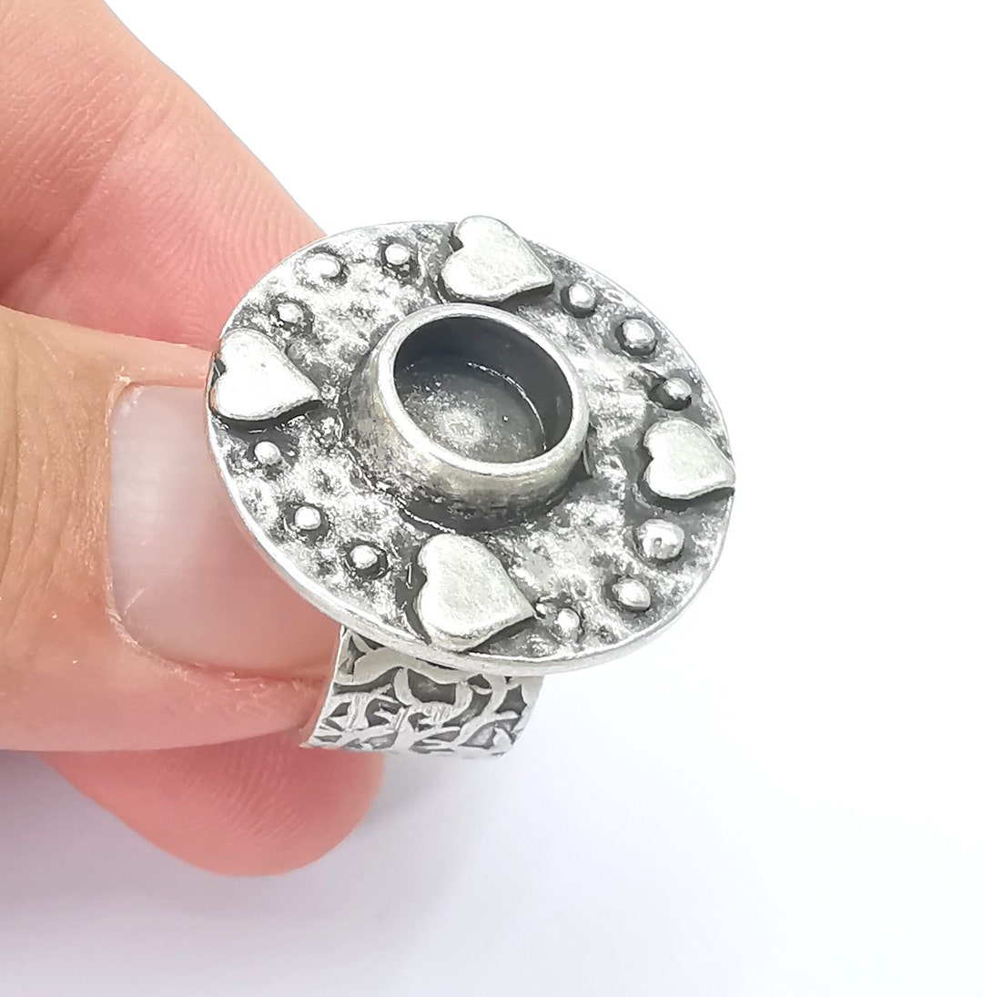 Heart Ring Blank Setting, Cabochon Mounting, Adjustable Resin Ring Base ...