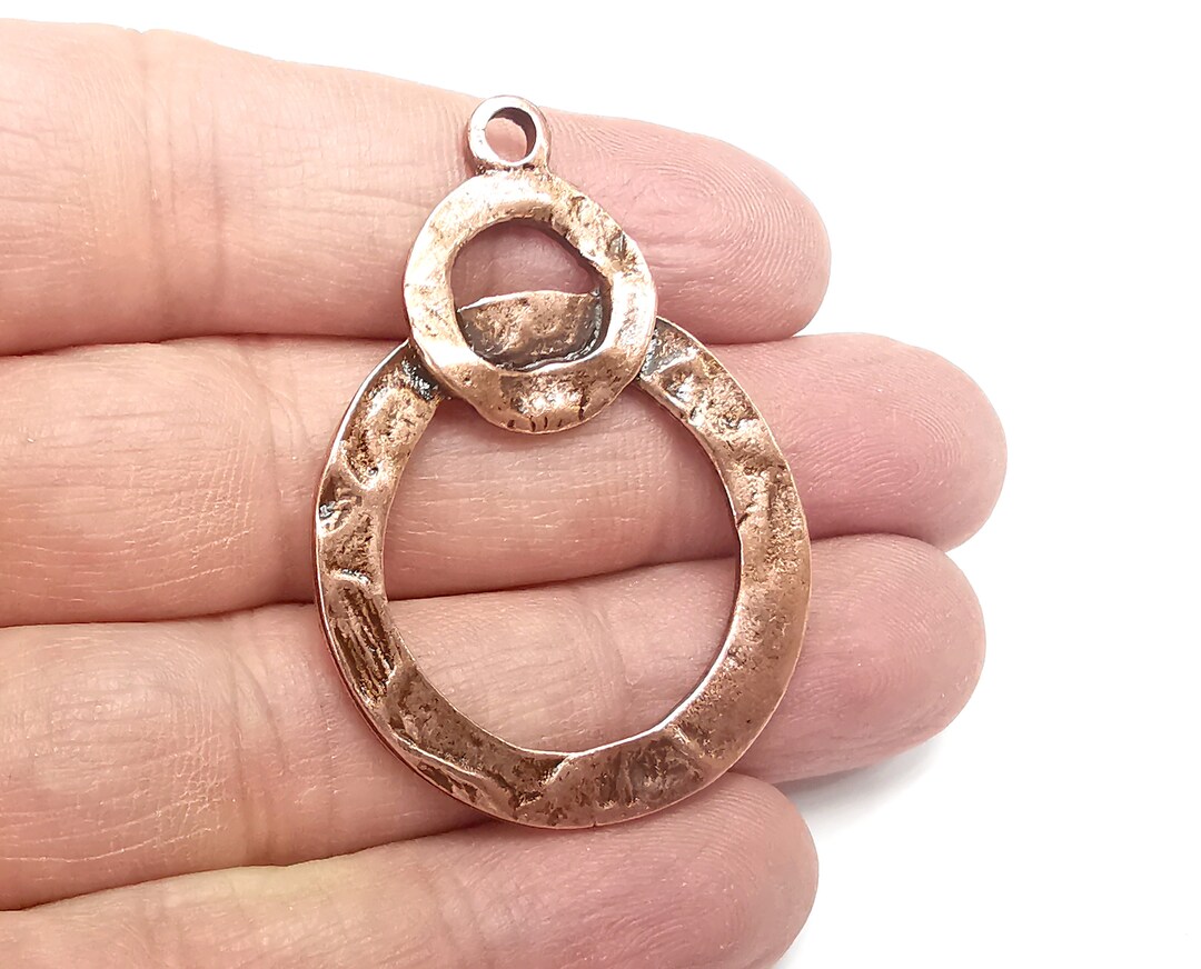 Organic Round Charms Antique Copper Plated Charms (49x35mm) G29709 - Etsy