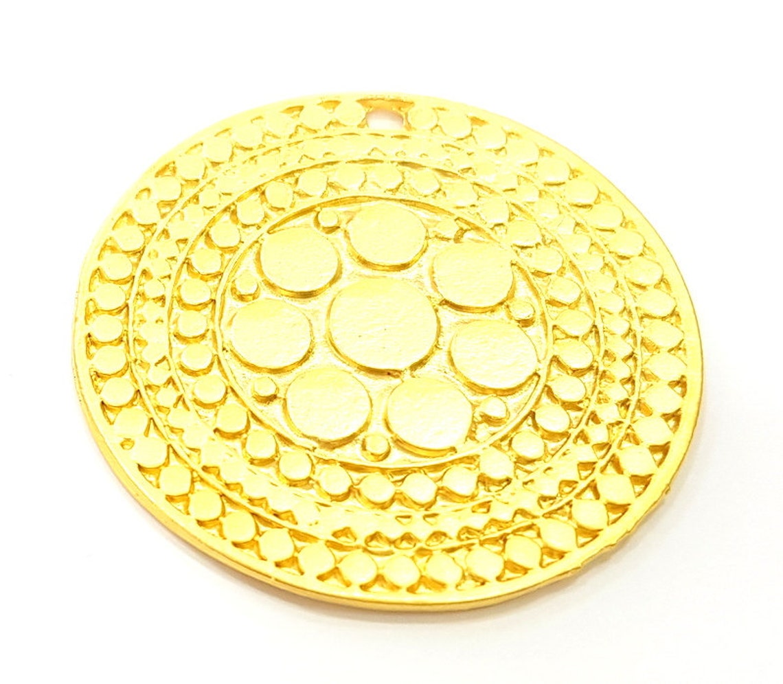 Gold Pendant Gold Plated Pendants Medallion Pendant 48mm - Etsy
