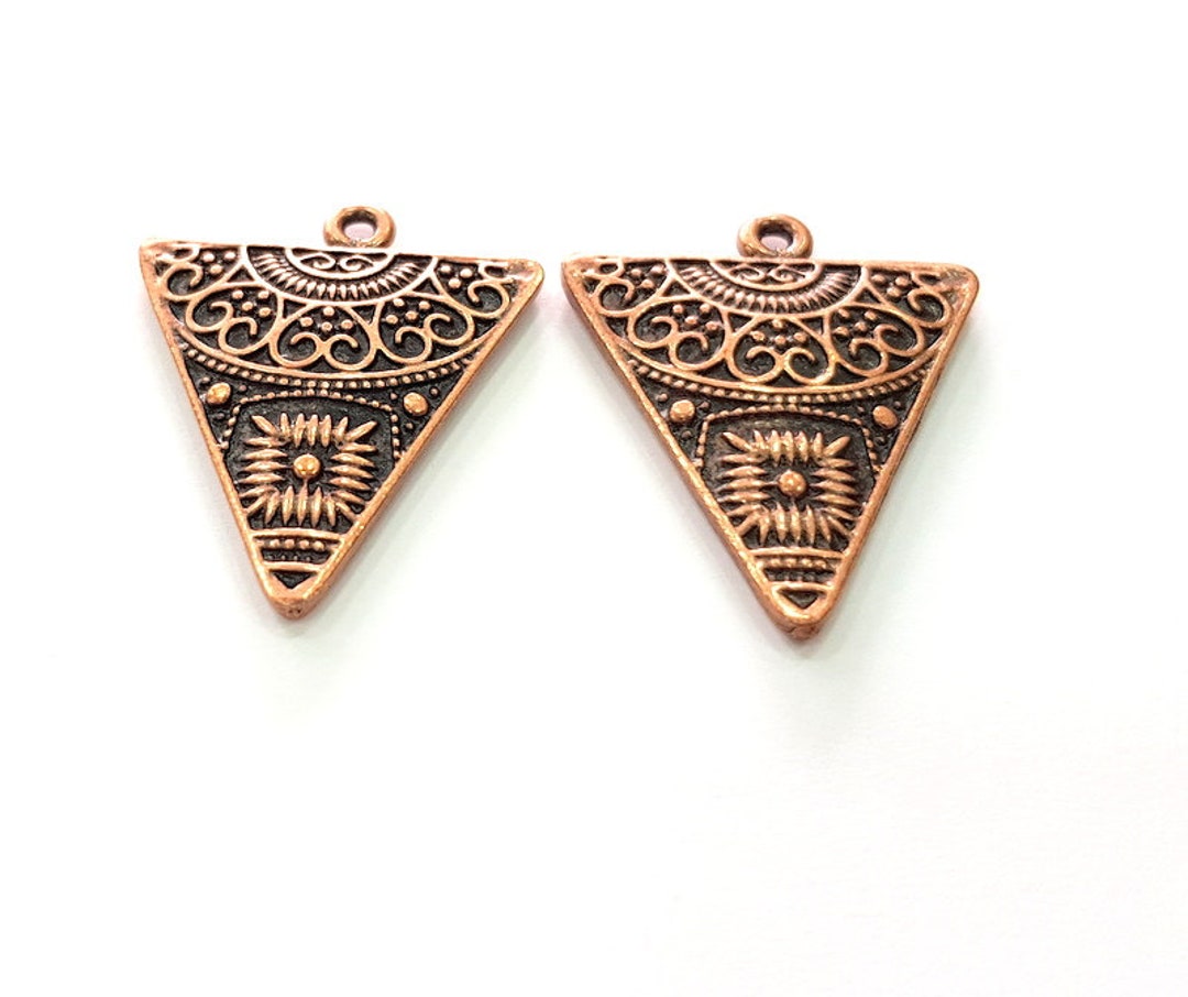 2 Triangle Pendant Antique Copper Pendant Antique Copper Plated Metal ...