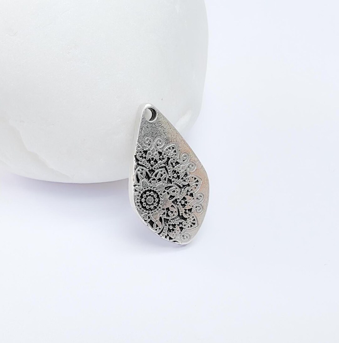 Silver Flower Charms, Boho Charms, Earring Charms, Silver Dangle ...