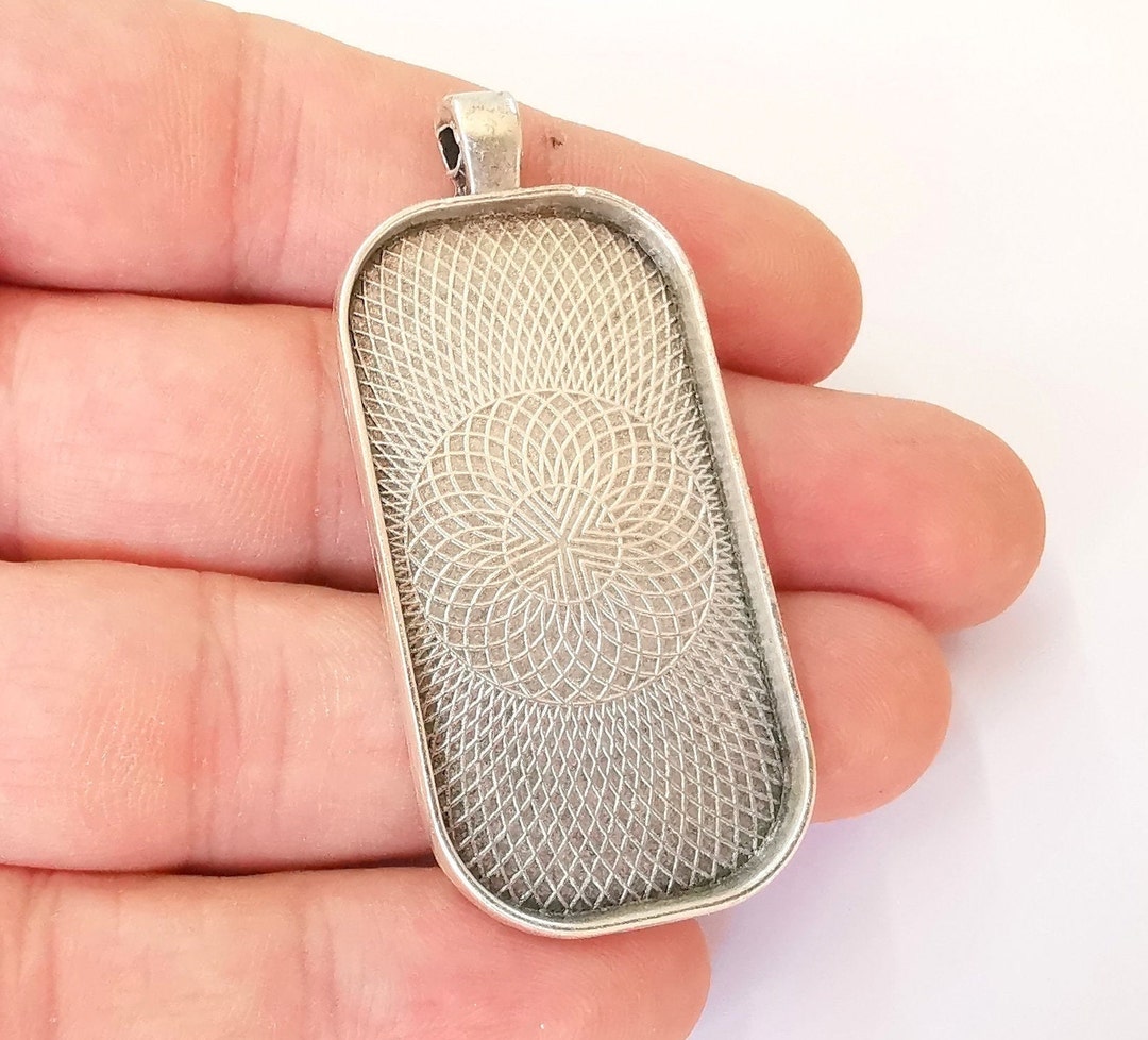 Silver Charms Blank Bezel Resin Bezel Mosaic Mountings Antique Silver ...