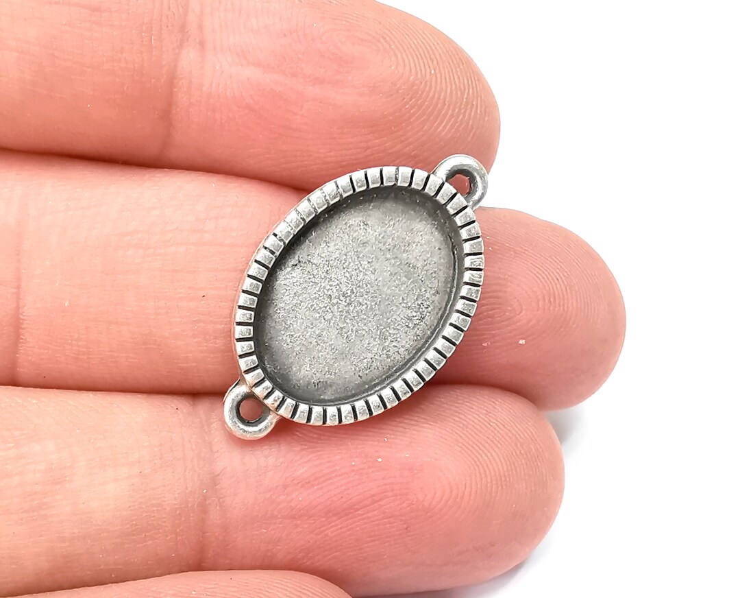 Oval Charm Bezel, Resin Blank, Mosaic Pendant Frame, Cabochon Base,dry ...