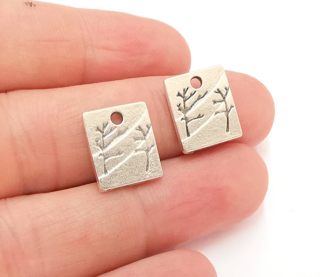 10 Trees Charms (double Sided) Antique Silver Plated Charms (15x13mm) G21537 - Etsy