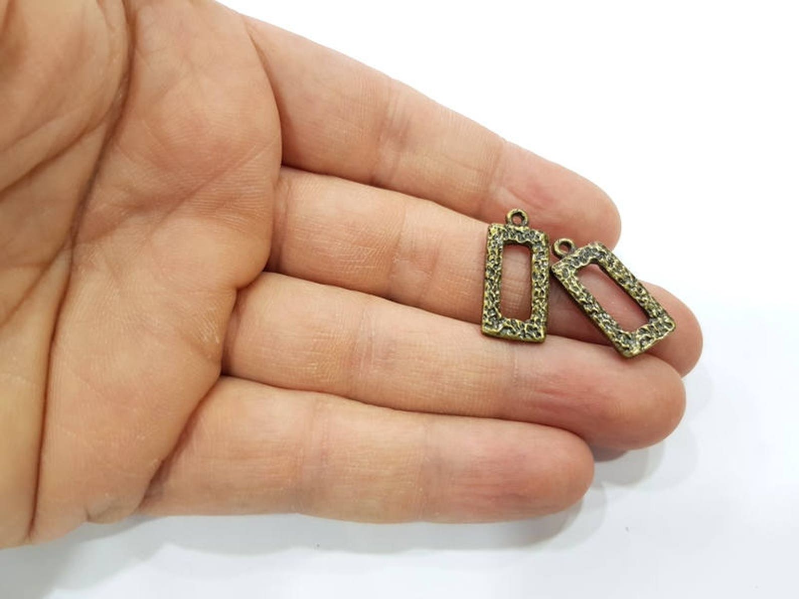 6 Square Frame Charm Antique Bronze Charm Antique Bronze - Etsy