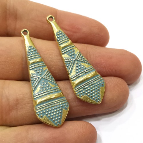 2 Patina Blue Charms Antique Blue Charms Faux Patina Over - Etsy