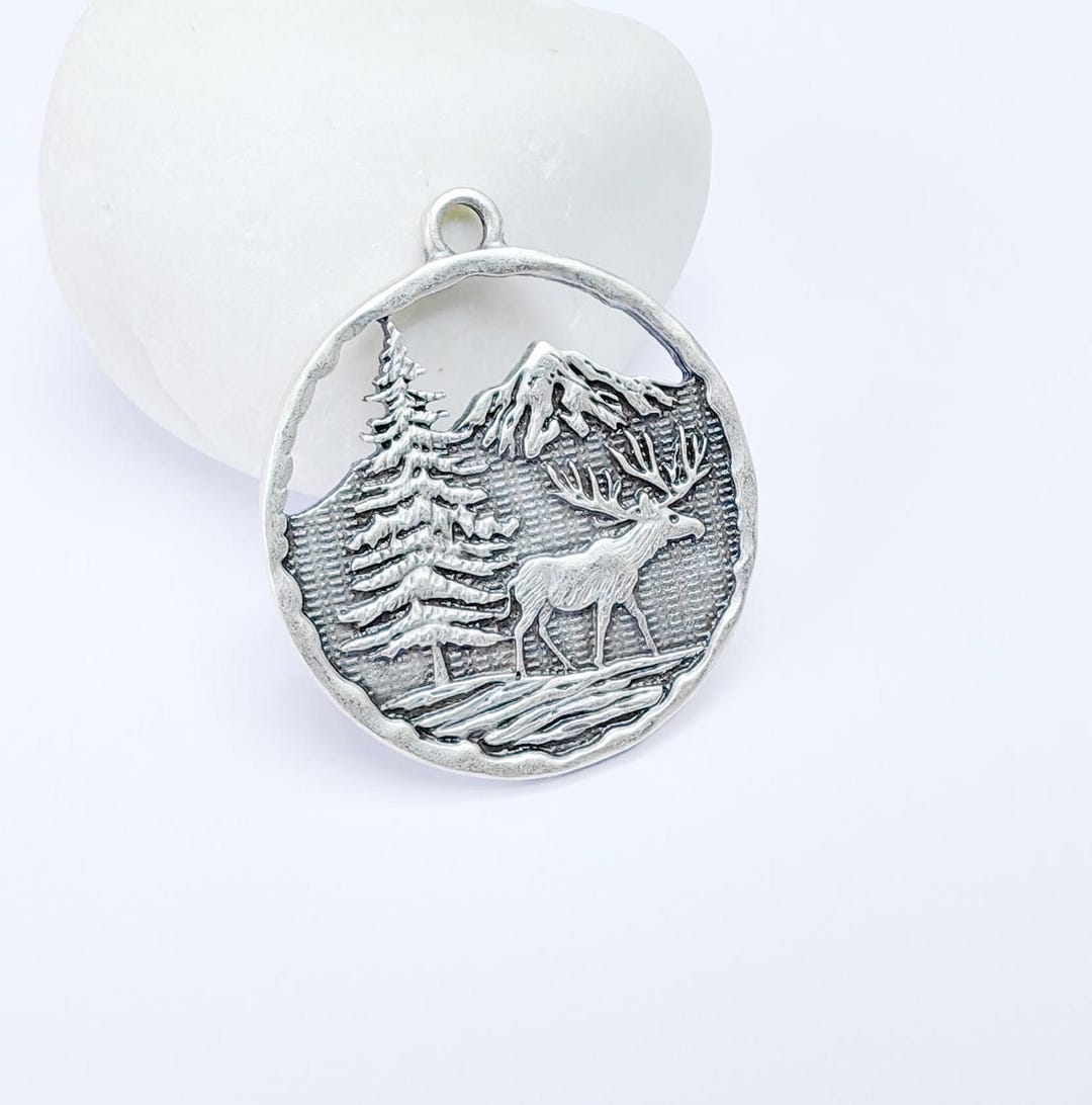 Moose Forest, Deer Charms, Elk Pendant, Wildlife Charm, Mountain Tree ...
