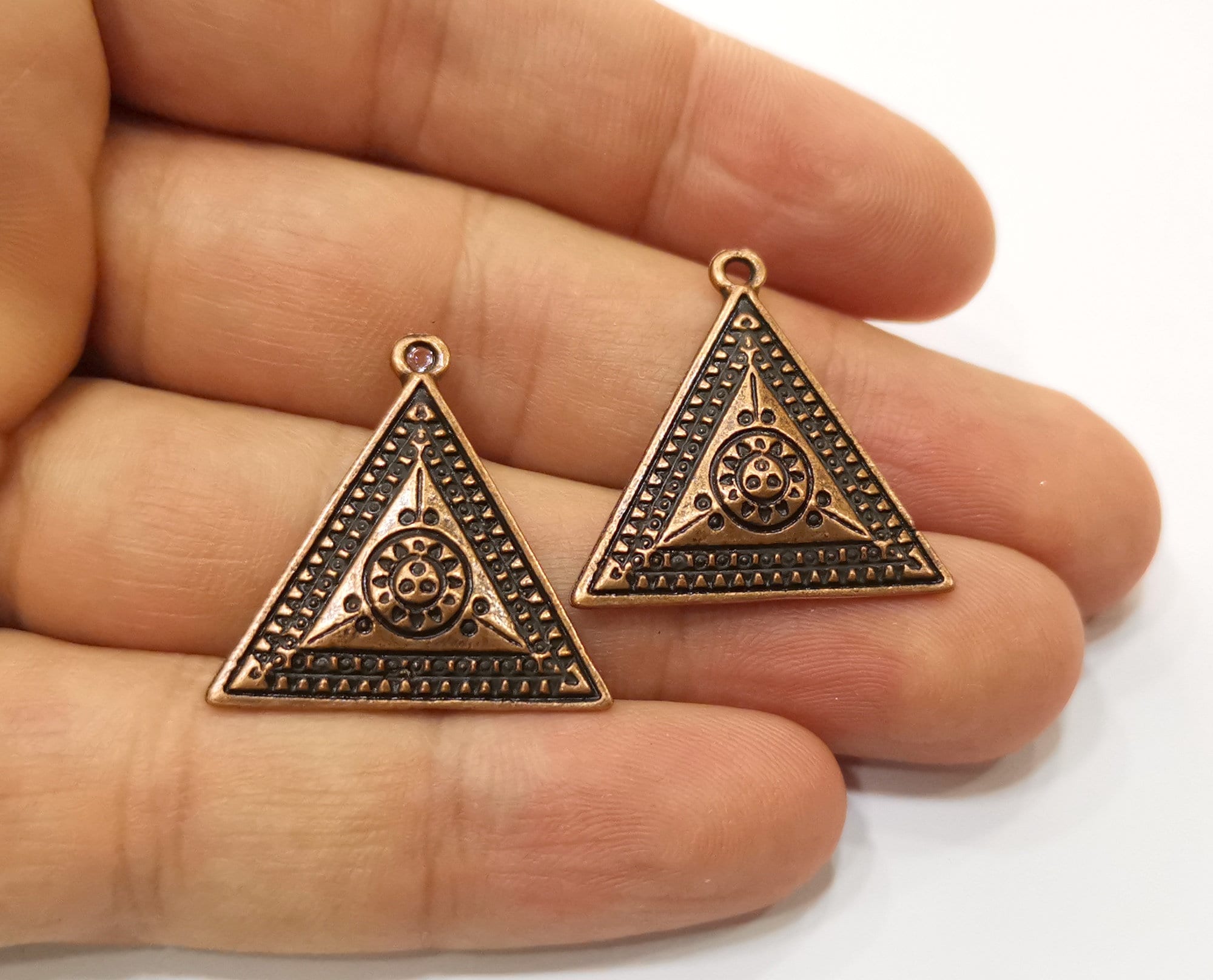 Triangle Copper Charms Antique Copper Plated Charms 27x26mm - Etsy