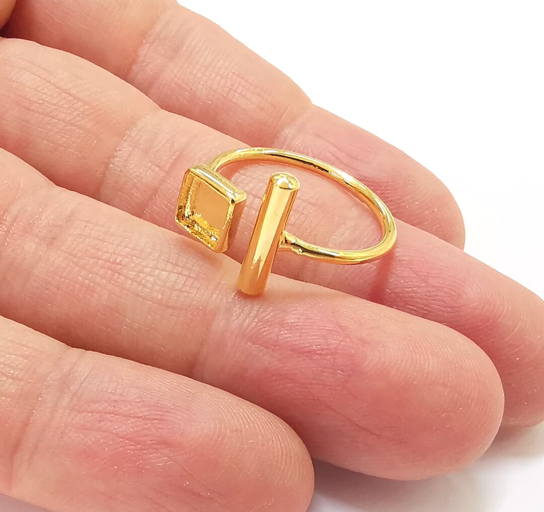 Square Rod Ring Bezels Ring Settings Resin Backs Cabochon Mounting ...