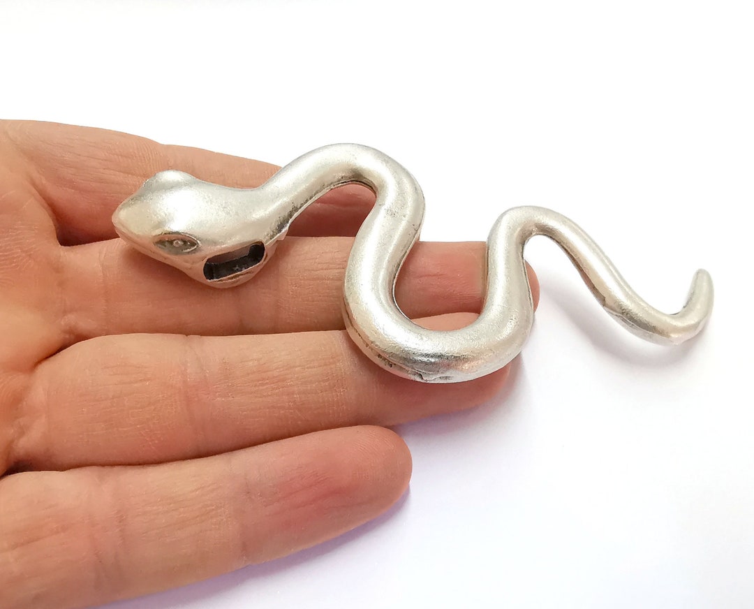 Snake Silver Pendant Antique Silver Plated Pendant (112x52mm) G20118 - Etsy