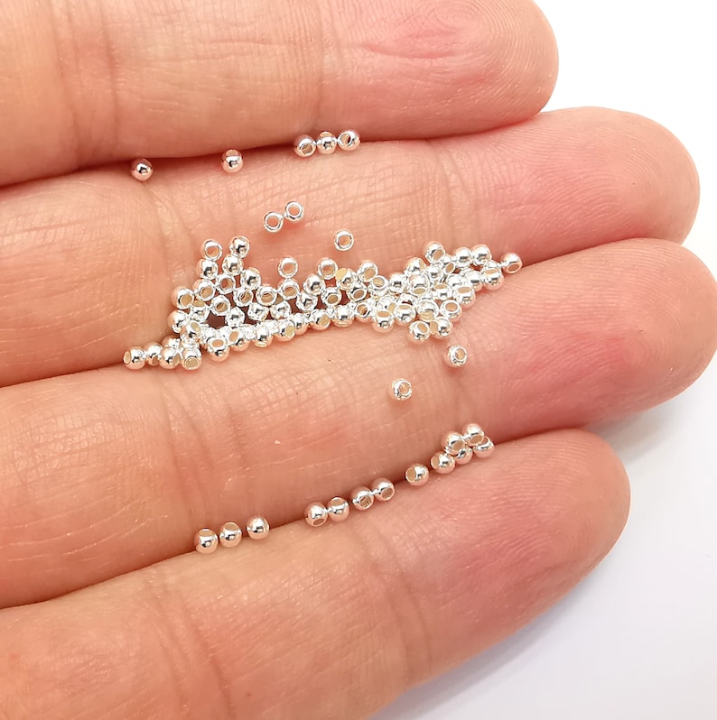 Sterling Silver Tiny Round Ball Beads, 925 Solid Silver Beads, 2mm ...