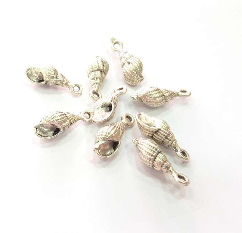 6 Oyster Charms Shell Charm Mussel Charms Sea Ocean Silver Charms ...