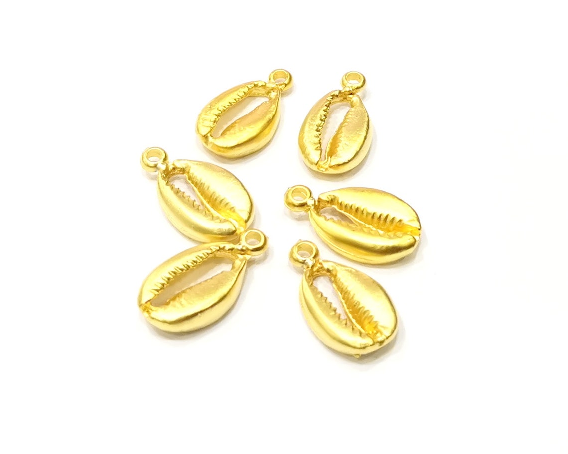 5 Cowrie Shell Charms Gold Charms Gold Plated Shell Charms - Etsy