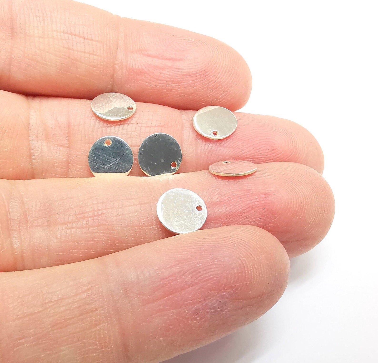 2 Pcs Sterling Silver Stamping Blank Charms 925 Silver Disc Charms ...