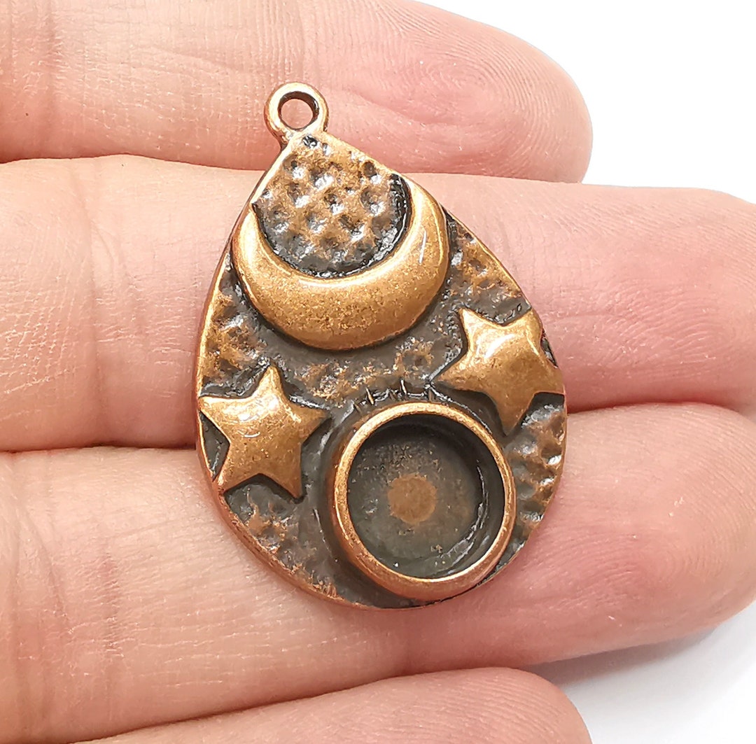 Moon and Star Pendant Bezel, Resin Blank, Inlay Mounting, Mosaic Frame ...