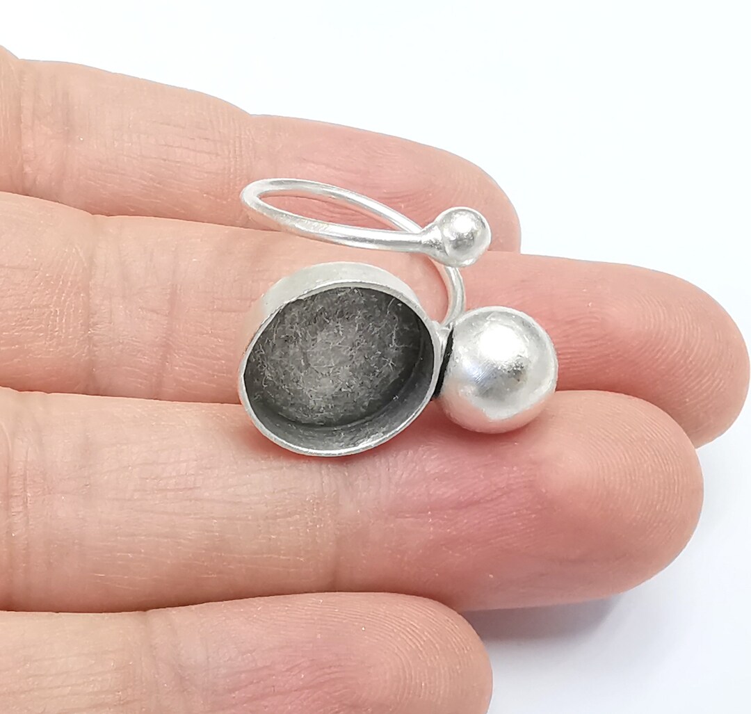 Silver Ball Head Ring Blanks Settings, Cabochon Mounting, Adjustable ...