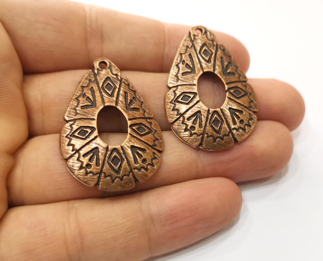 2 Copper Charms Antique Copper Plated Charms (39x26mm) G18873 - Etsy