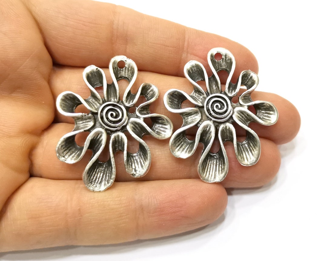 Silver Charms Antique Silver Plated Charms (44x36mm) G17446 - Etsy