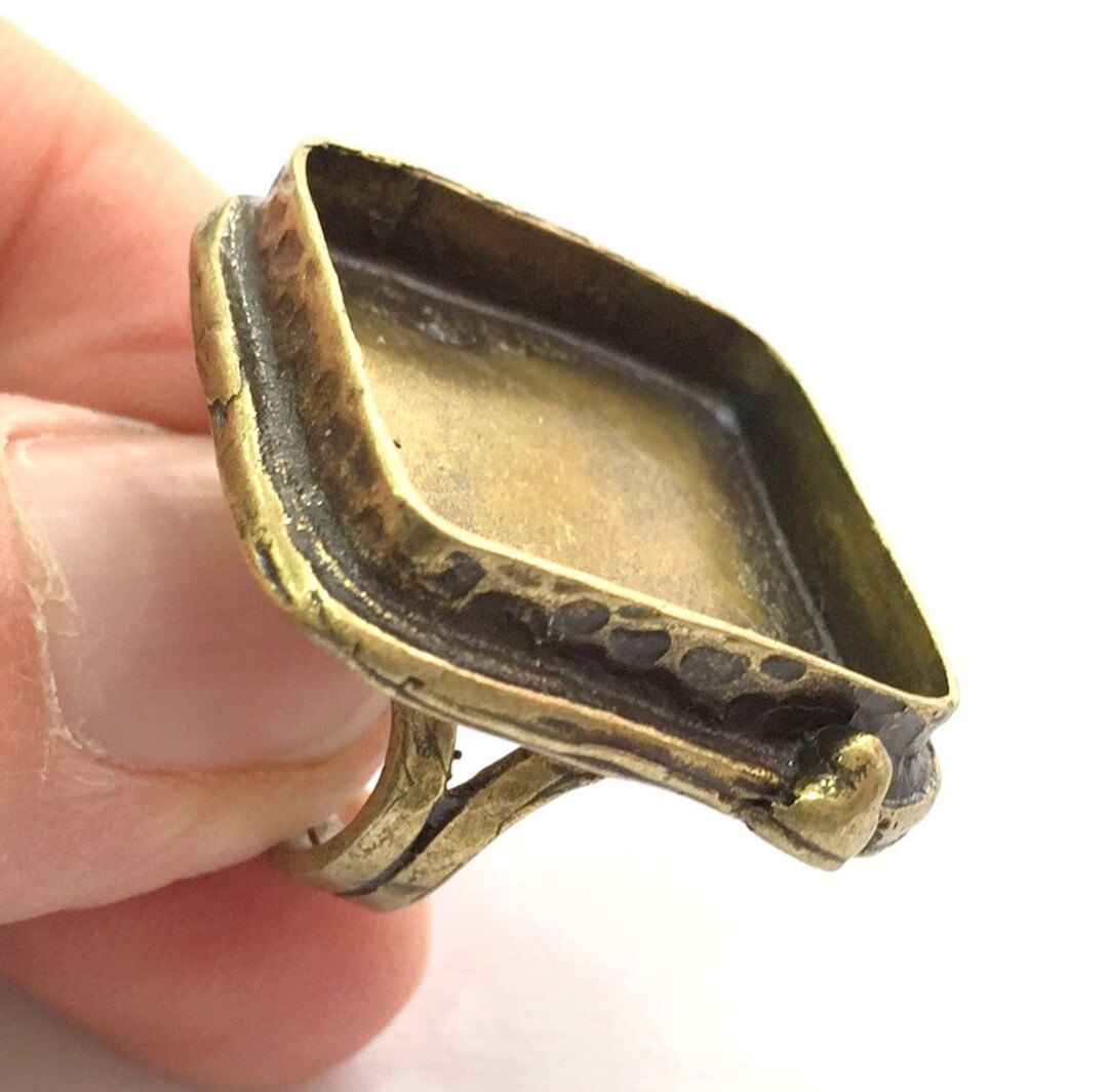 Ring Blank Base Bezel Setting , Adjustable Antique Bronze Plated Brass ...