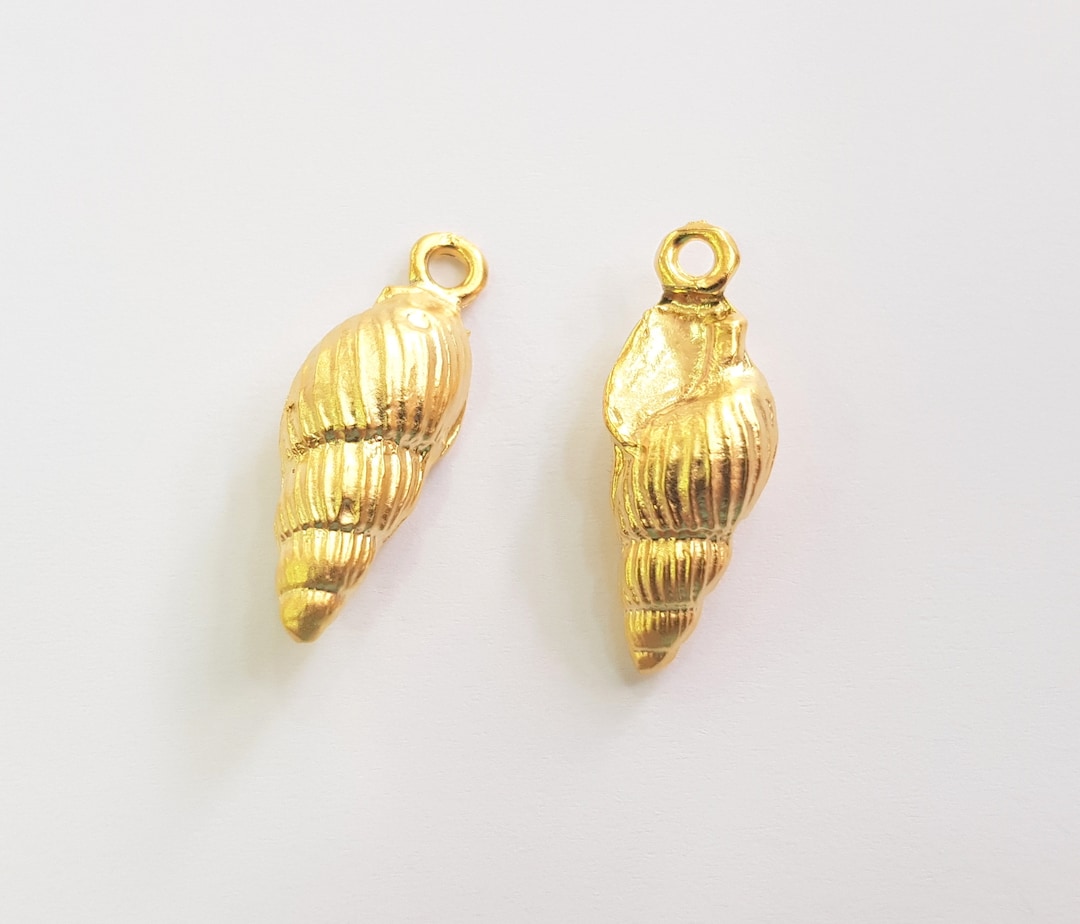 2 Oyster Charms Shell Charm Mussel Charms Sea Ocean Gold Pendant Gold ...