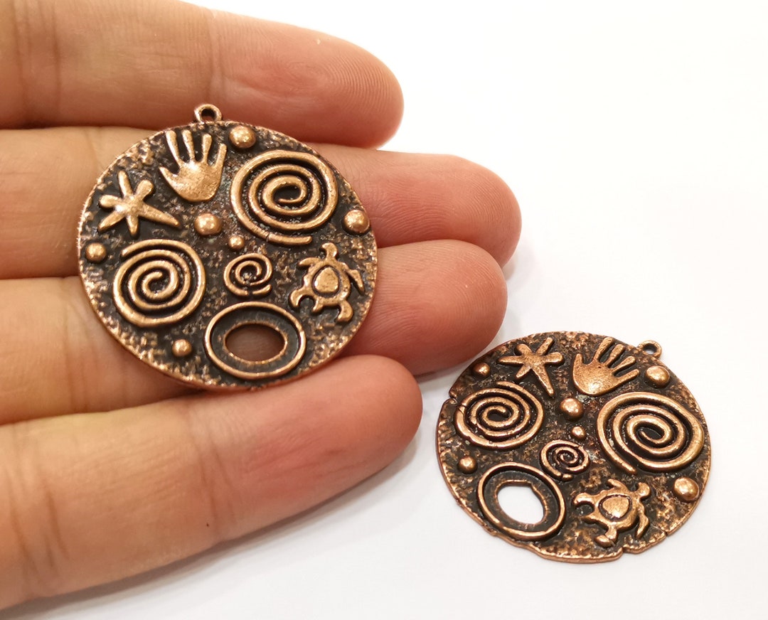 2 Copper Charms Antique Copper Plated Charms (35mm) G20640 - Etsy