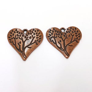 2 Heart Tree Charms Antique Copper Plated Charm (28x26mm) G21699 - Etsy
