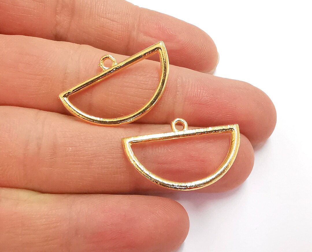 4 Half Moon Charms Shiny Gold Plated Charms (17x29mm) G20328 - Etsy