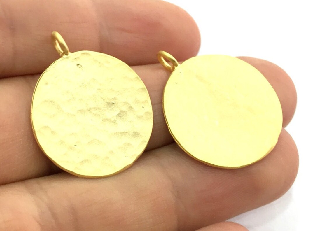 2 Hammered Charm Gold Plated Charm Tag Stamp (24mm) G28510 - Etsy
