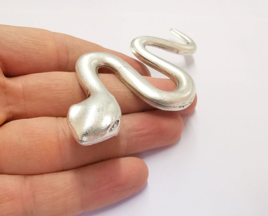 Snake Silver Pendant Antique Silver Plated Pendant (112x52mm) G20118 - Etsy