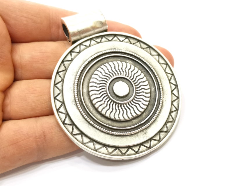 Silver Large Pendant Antique Silver Plated Pendant (76x62mm) G17881 - Etsy
